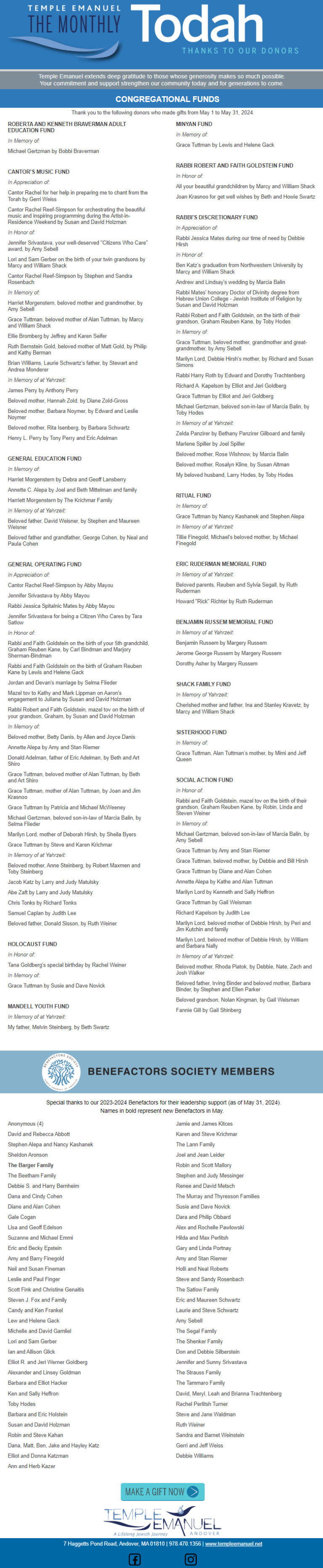 TODAH: June 2024 - Temple Emanuel of Andover