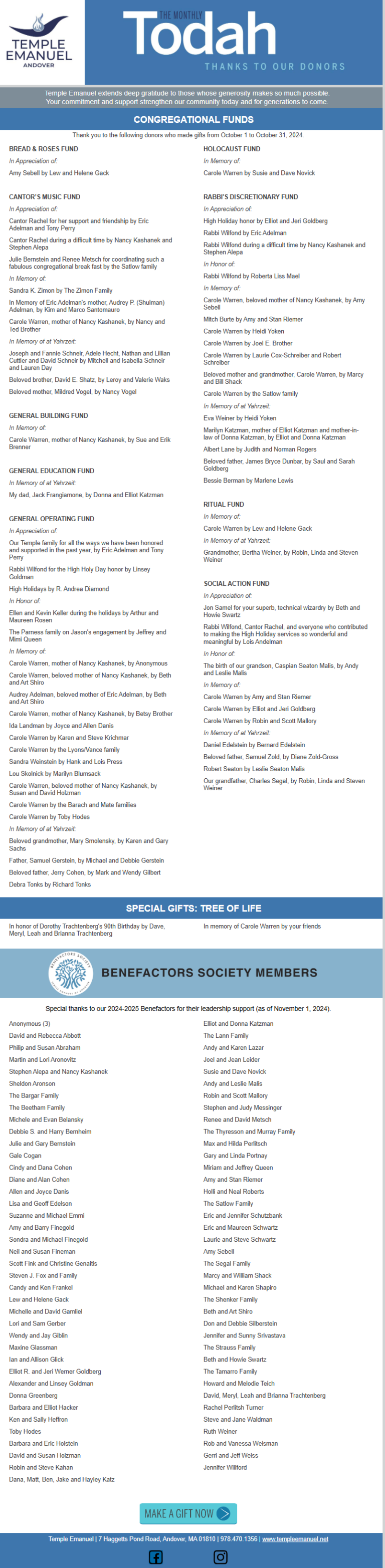 TODAH: November 2024 - Temple Emanuel of Andover